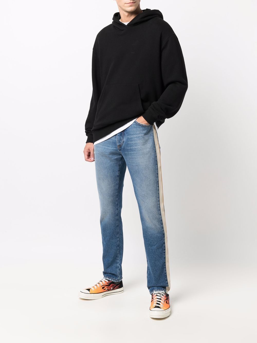 PALM ANGELS Palm Angels Side-Stripe Straight-Leg Jeans