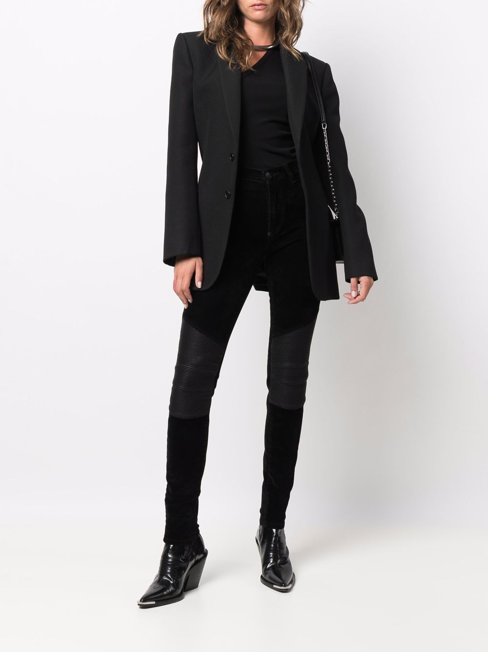 PHILIPP PLEIN Leather-Inset High-Waist Skinny Jeans
