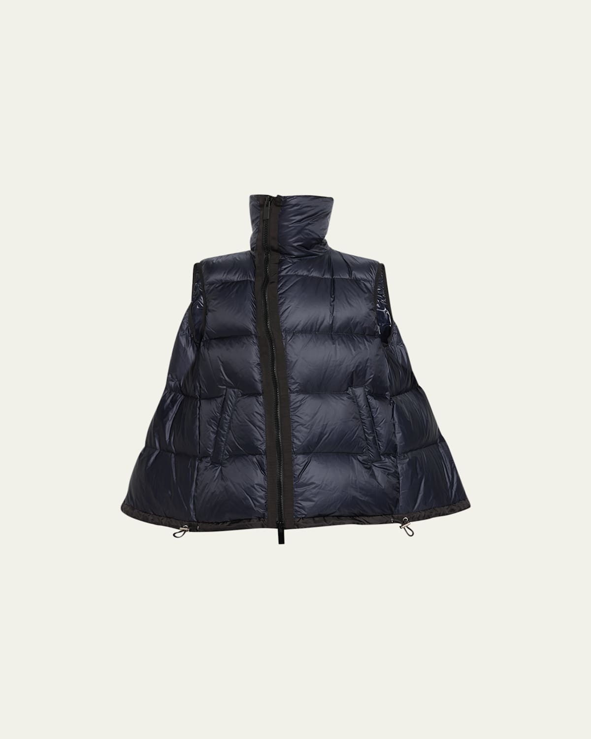 Sacai Puffer Vest With Asymmetric Zipper - Dnavy | Editorialist