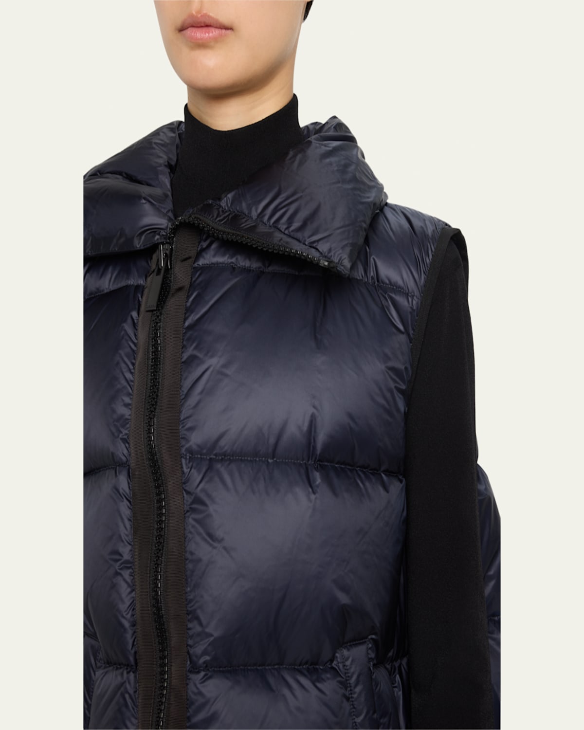 Sacai Puffer Vest With Asymmetric Zipper - Dnavy | Editorialist