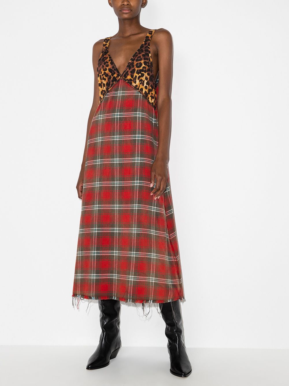 R13 Grunge Plaid Slip Dress - Red | Editorialist