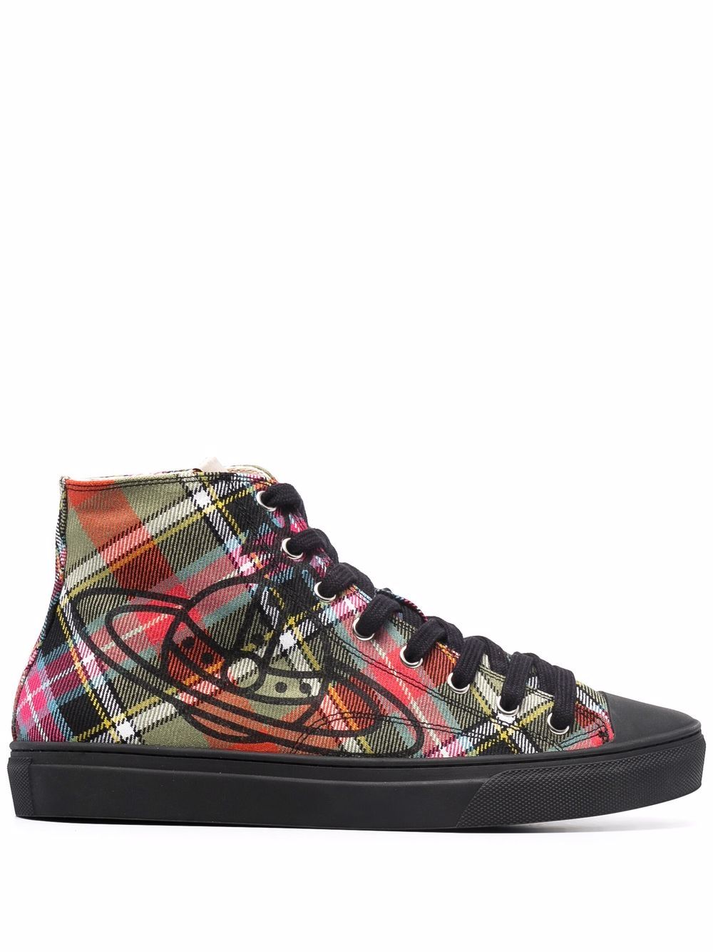 Vivienne Westwood Tartan-Print High-Top Sneakers In Green - 22 