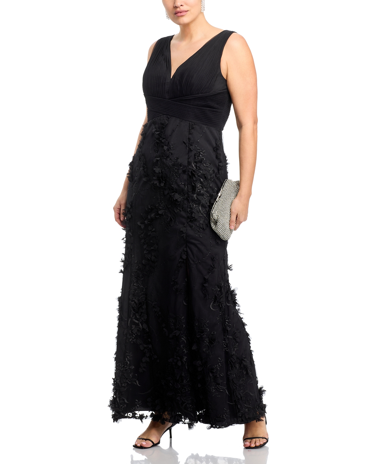 AIDAN MATTOX Aidan Mattox Floral Applique Mermaid Gown