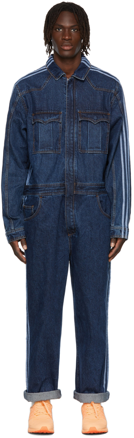 Adidas X Ivy Park Denim Snap Boiler Jumpsuit - Blue | Editorialist
