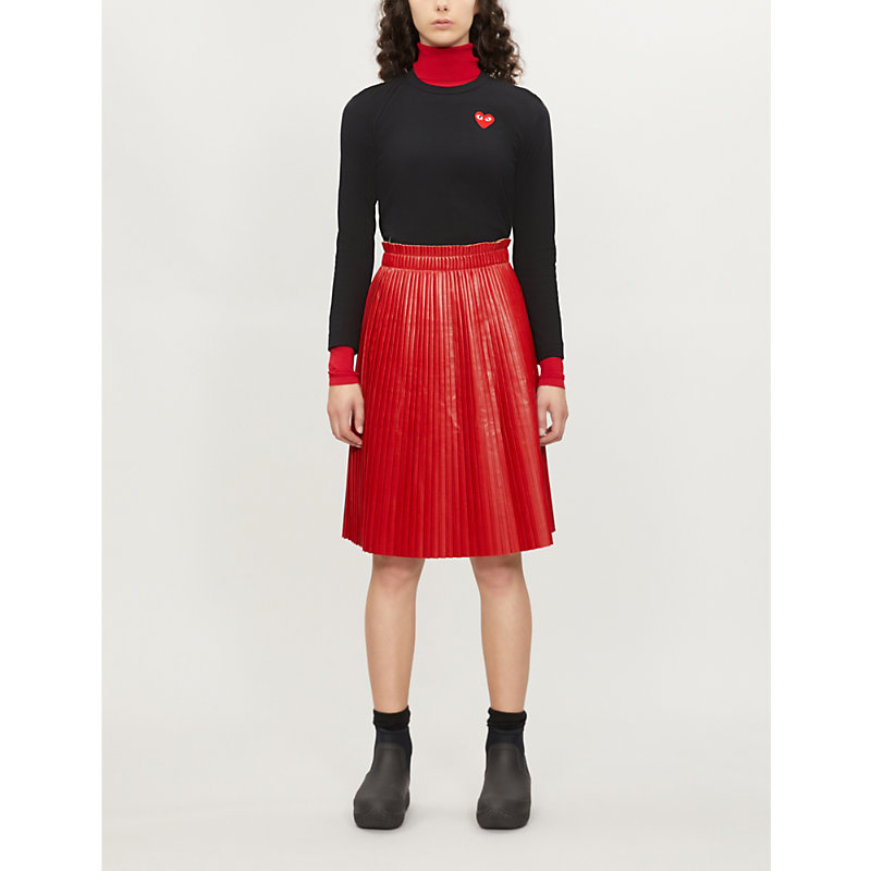 PLAY COMME DES GARCON Heart Appliqué Cotton-Jersey Top