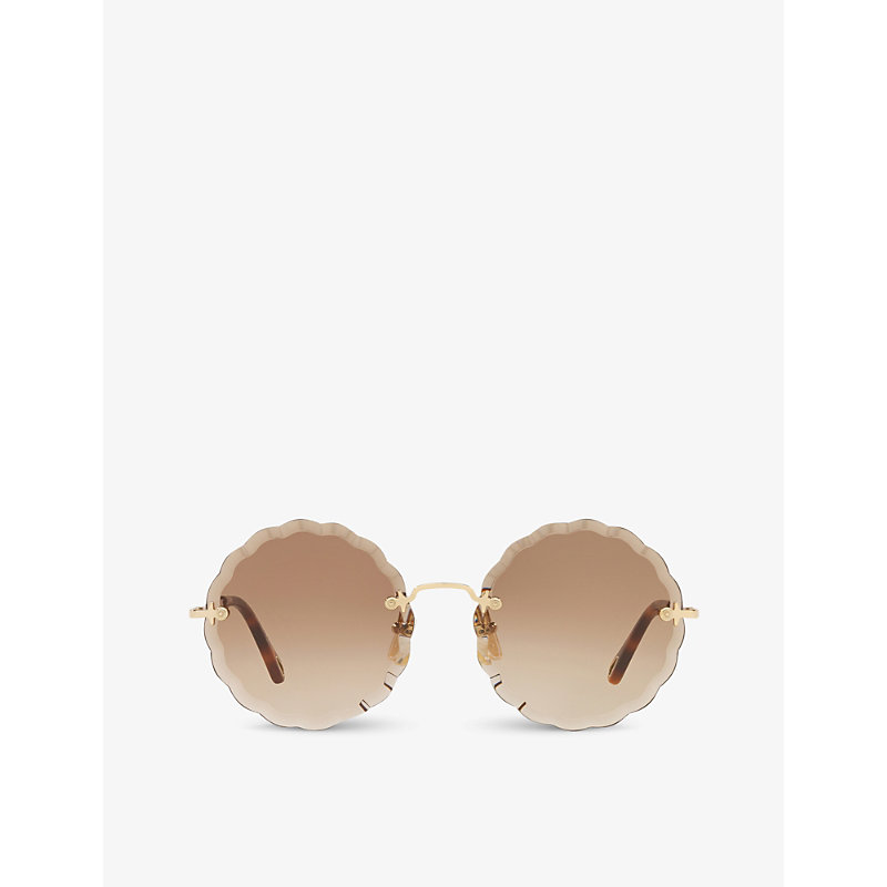 NEW Chloe CH0047S Rosie Scalloped Round Sunglasses in Brown Chloé Scalloped Round-Frame Sunglasses - Brown | Editorialist main image 3