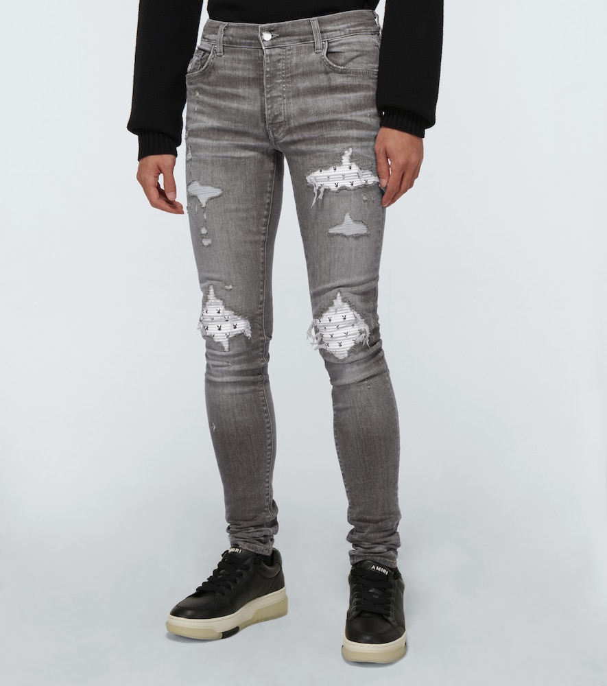 Amiri Mx1 Leather Playboy Jeans In Grey - 30% Off | Editorialist