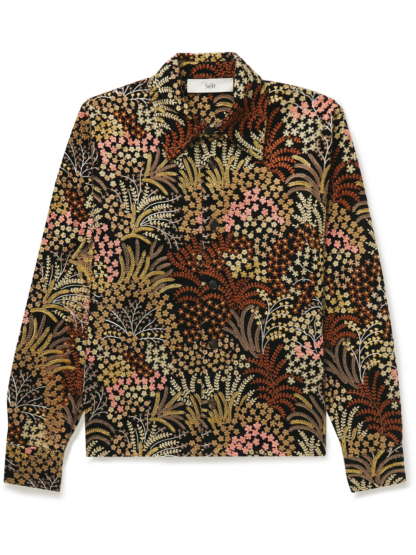 SéFr Halva Embroidered Velvet Overshirt Xxl - Multi | Editorialist