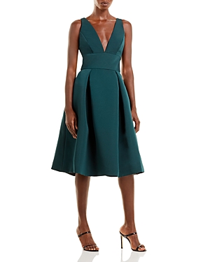 amsale faille v-neck fit-and-flare dress Isolde Amsale