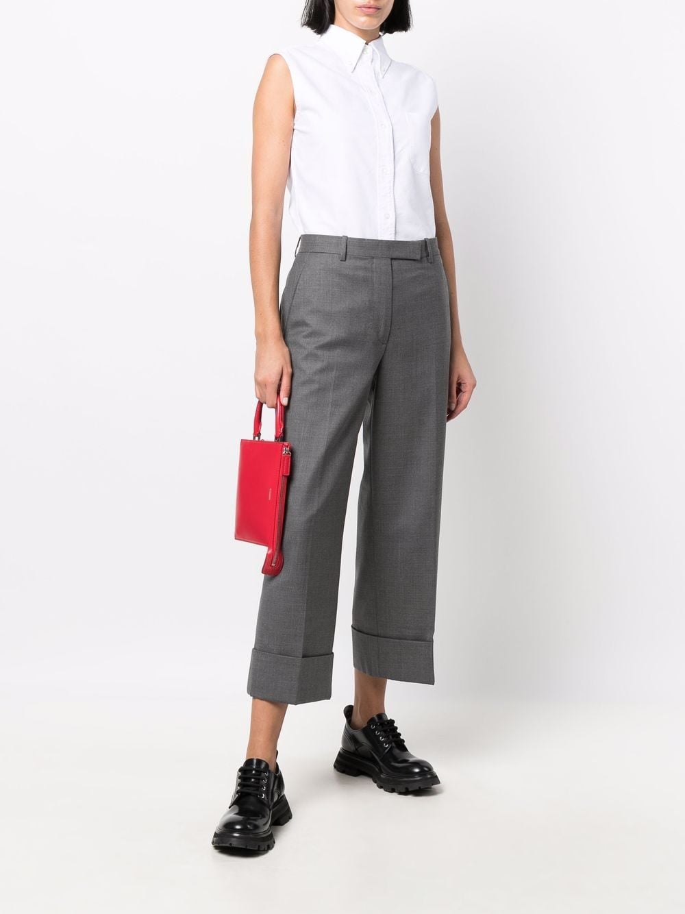 THOM BROWNE Thom Browne Cuffed-Hem Cropped Trousers