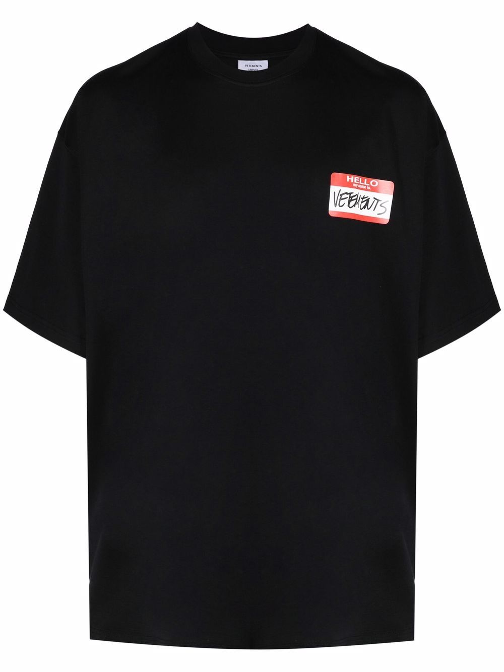 Vetements Nae Tag-Print Cotton T-Shirt - Black | Editorialist