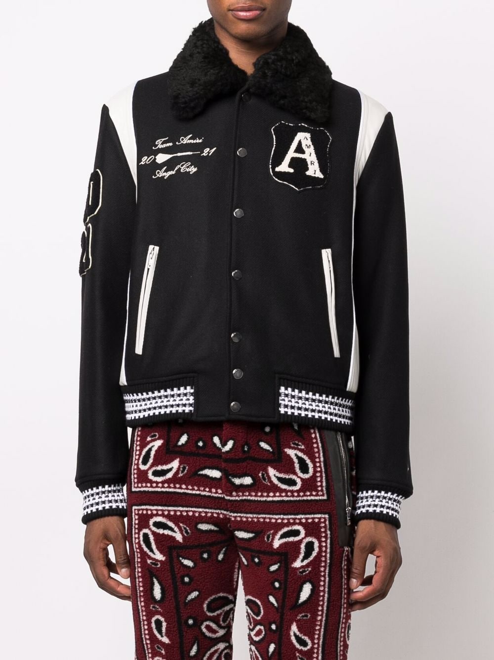Angel Varcity Jacket Amiri 2度着用 Amiri Always On Point Varsity Jacket - Black | Editorialist