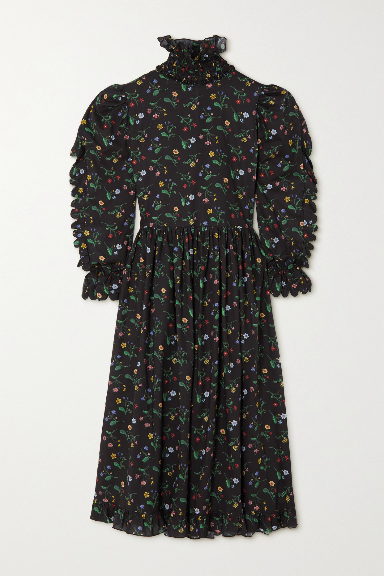 Horror Vacui Ruby Scalloped Floral-Print Cotton-Poplin Midi Dress In Black - 60% Off | Editorialist Horror Vacui Ruby Scalloped Floral-Print Cotton-Poplin Midi Dress In Black - 60% Off | Editorialist