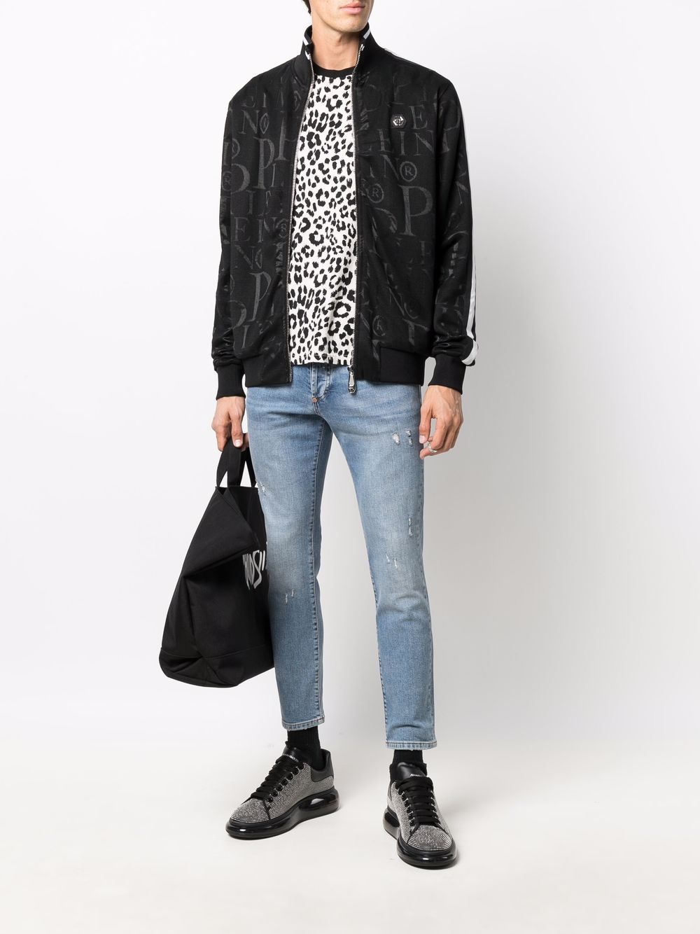 PHILIPP PLEIN embroidered-logo slim-fit jeans