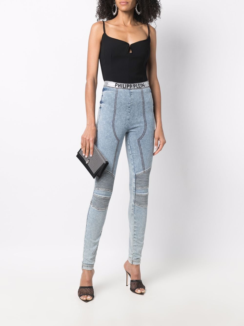 PHILIPP PLEIN logo-waistband denim leggings