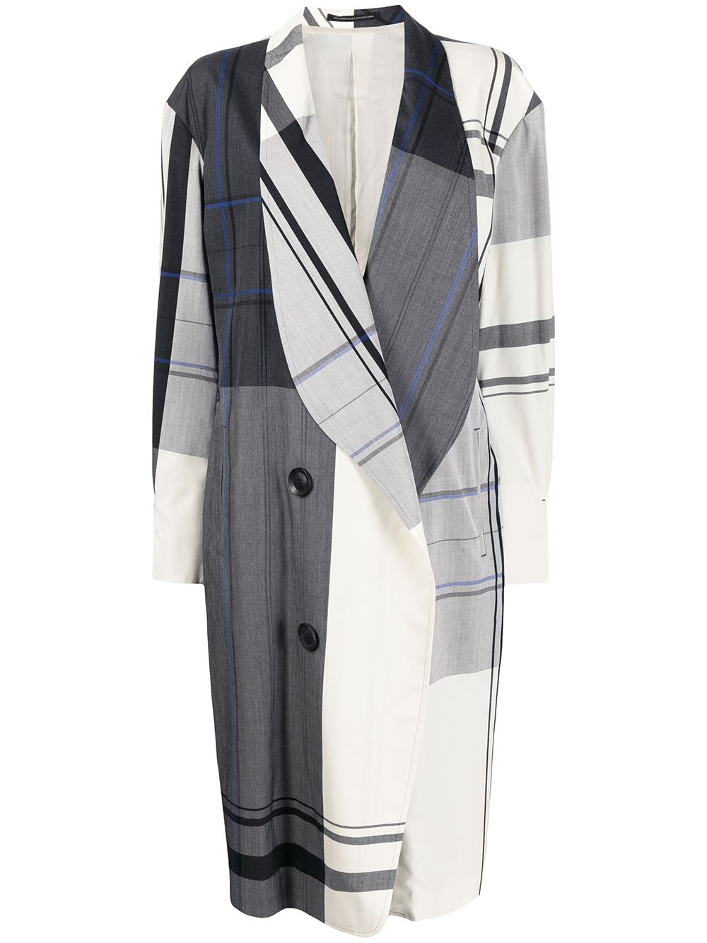 Y’S Checked Single-Breasted Coat