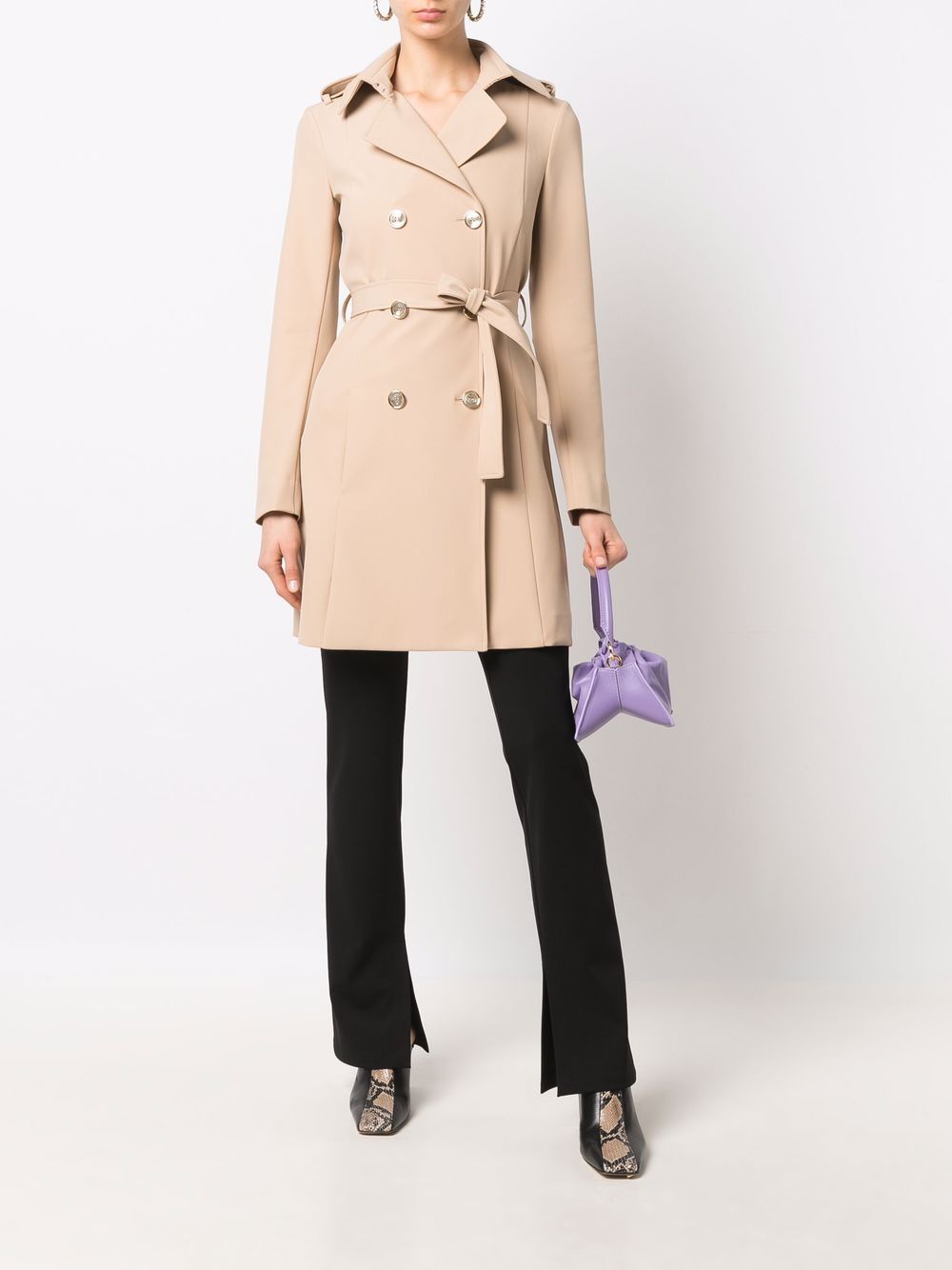 PATRIZIA PEPE Double-Breasted Belted Trench Coat