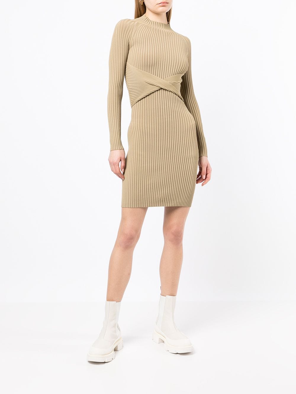 DION LEE Dion Lee Twist-Detail Ribbed-Knit Minidress