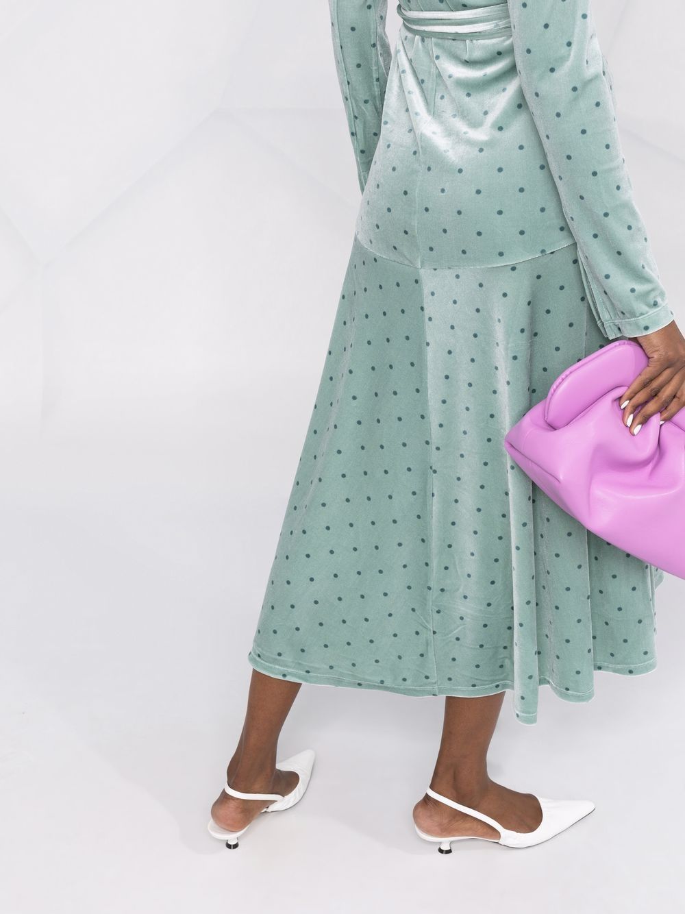 ganni green polka dot dress Ganni Green Black Polka Dot Wrap Dress Phoenix Style