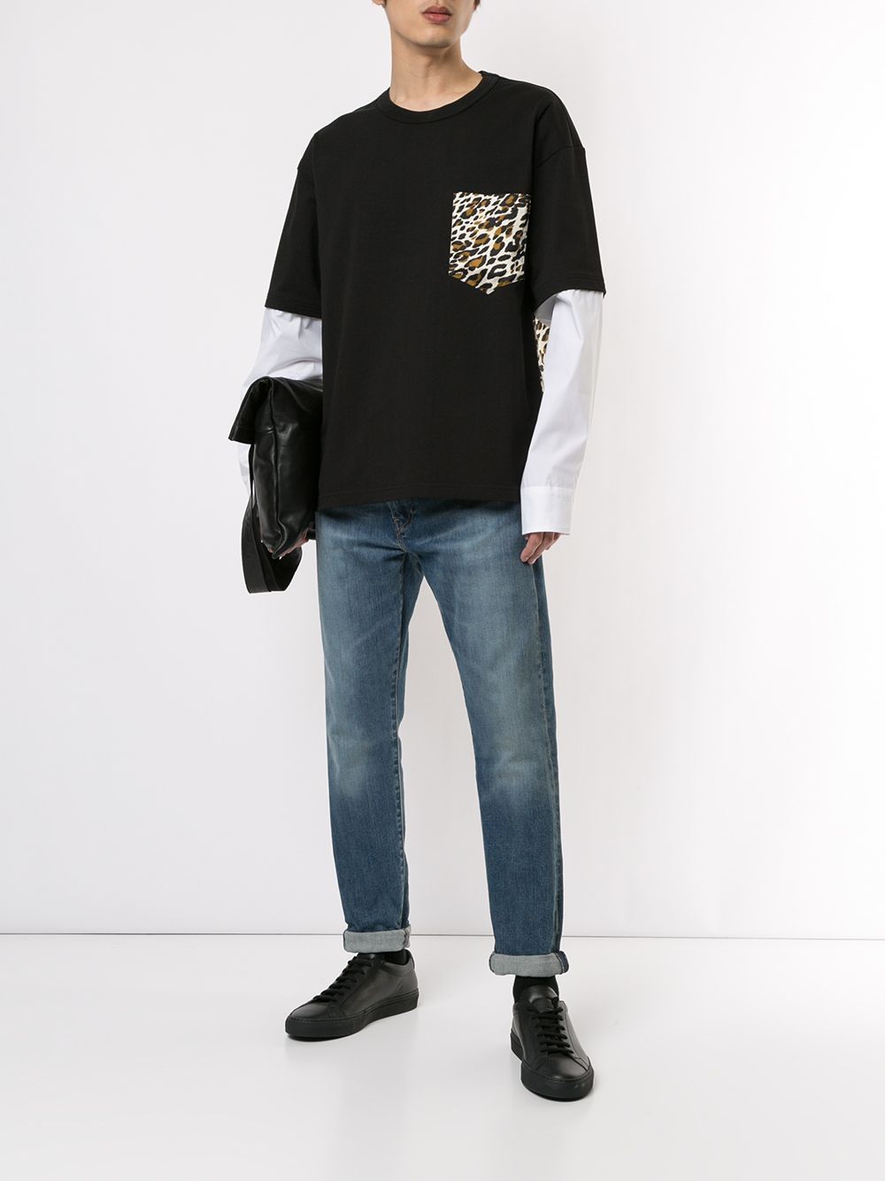 ROBERTO CAVALLI leopard print panel t-shirt