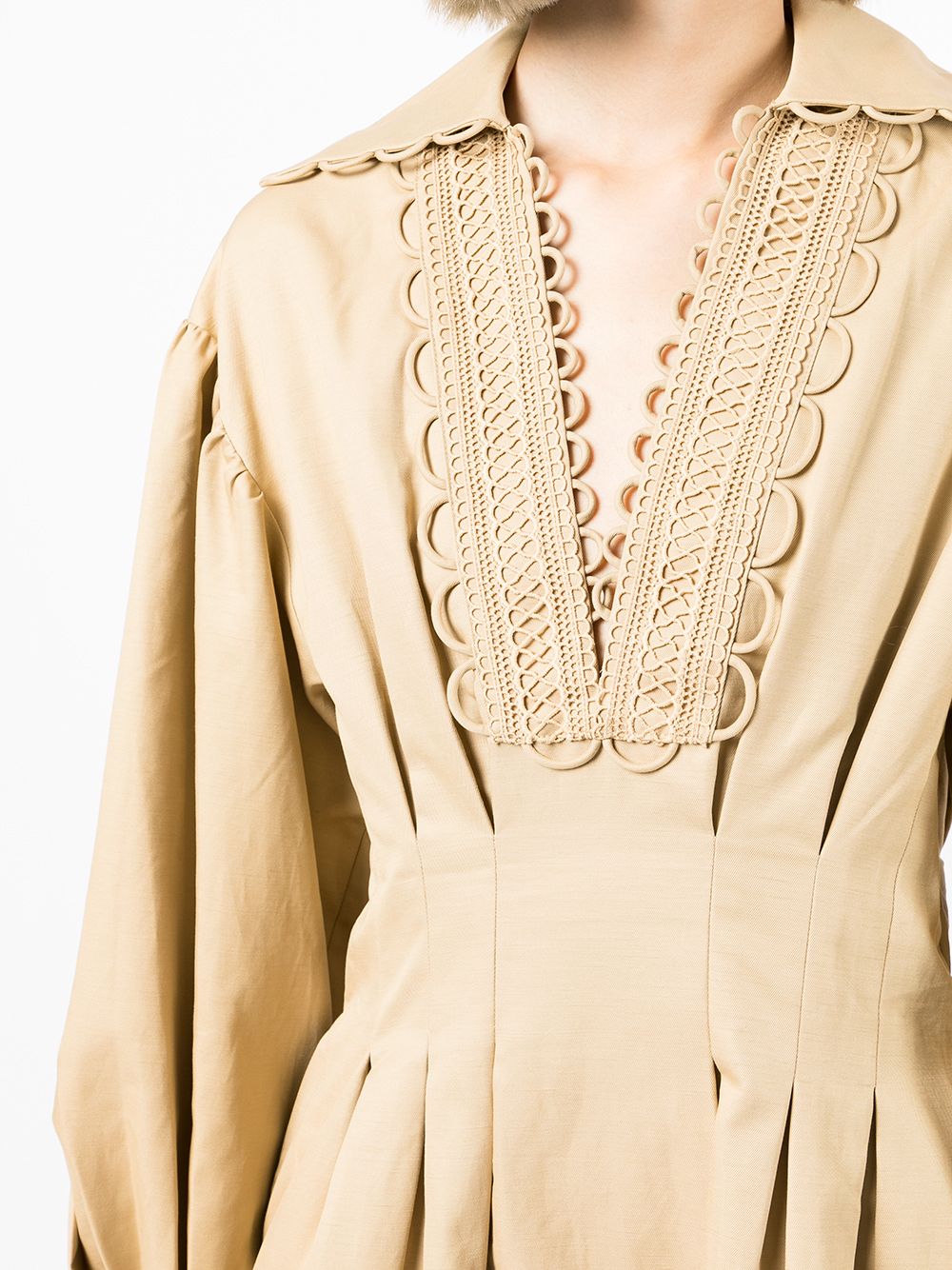 oroton brown dress Oroton Scallop-Detail Linen Mini Dress In Brown - 38% Off