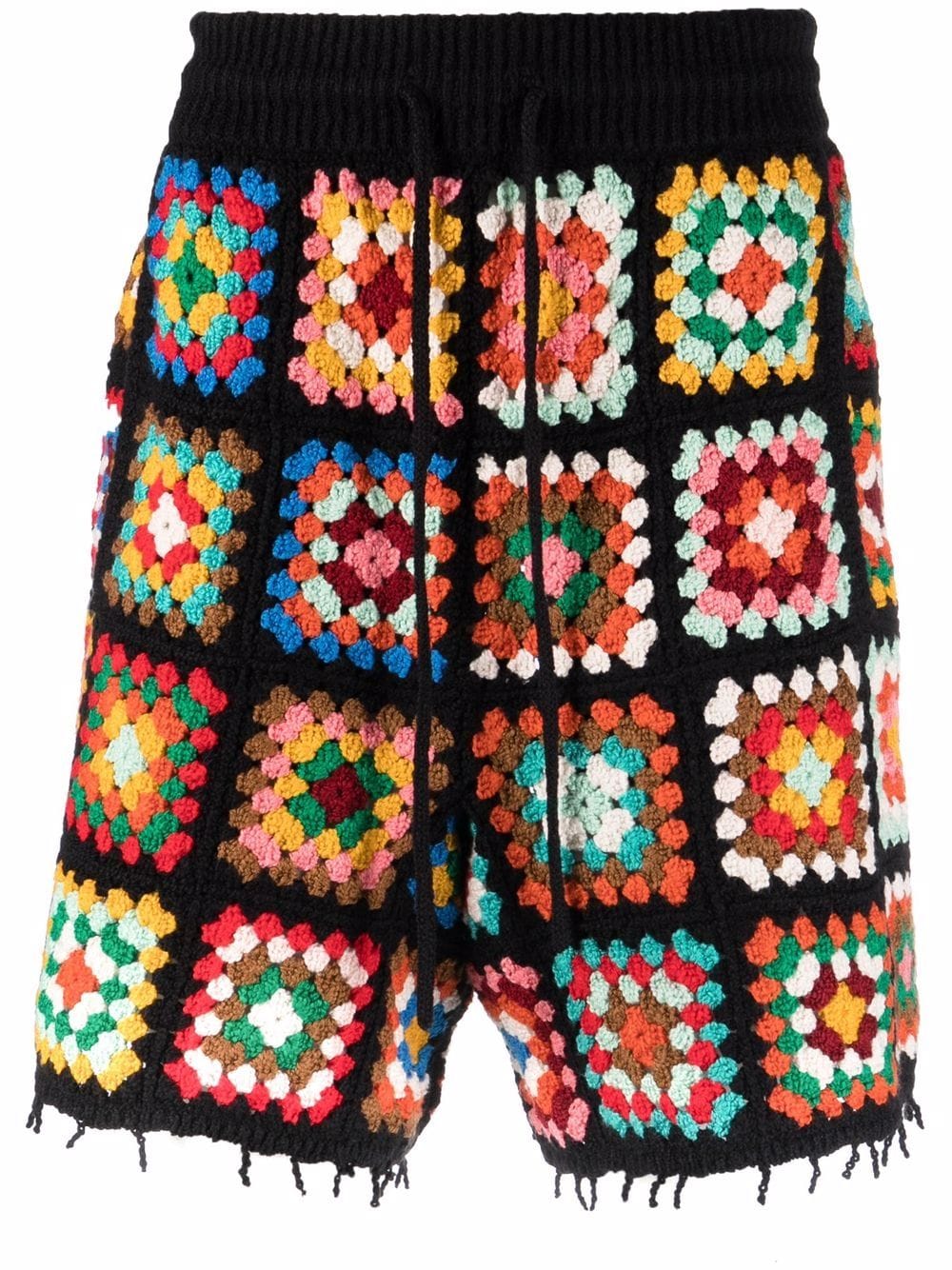 Alanui Drawstring-Waist Crochet Shorts In Black 50% Off