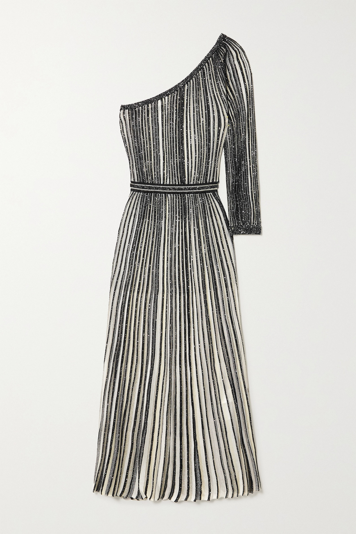 missoni sequin-embellished striped crochet-knit maxi dress Striped crochet-knit maxi dress - beige