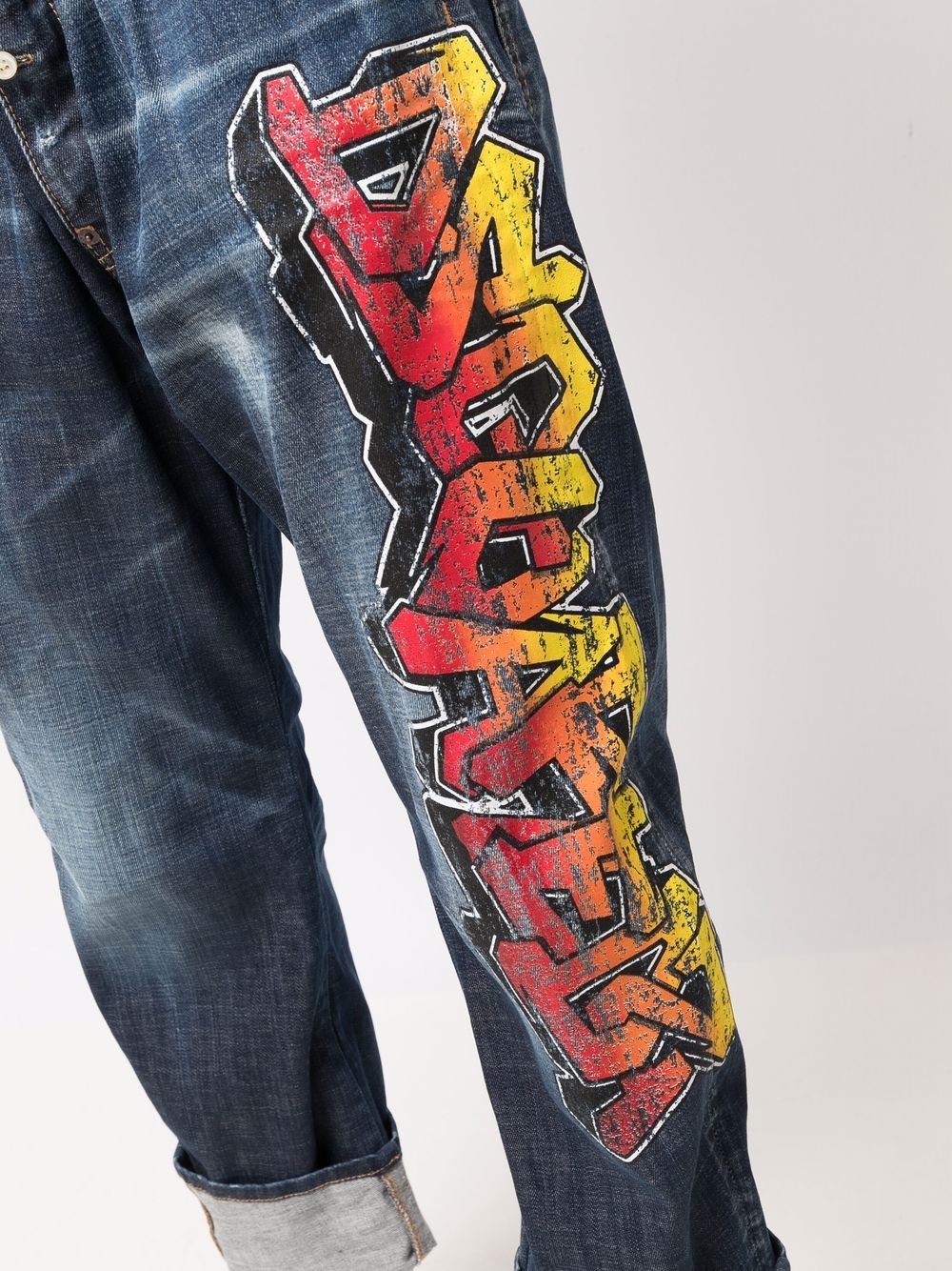 Dsquared2 Graffiti-Print Loose-Fit Jeans In Blue - 65% Off