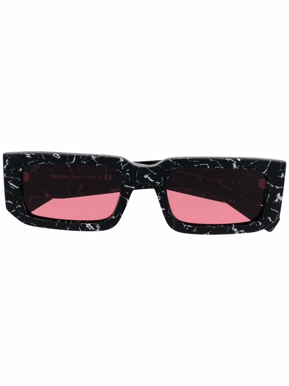 Prada Marble-Effect Square-Frame Sunglasses - Black 