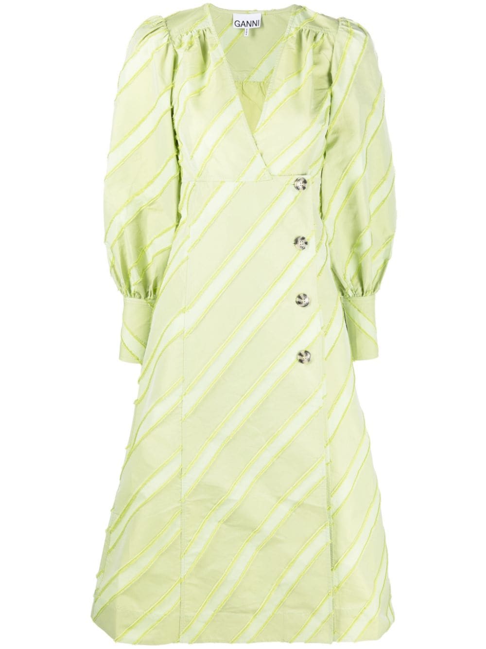 ganni green and white striped dress GANNI White & Green Stripe Oversized Shirt Dress GANNI