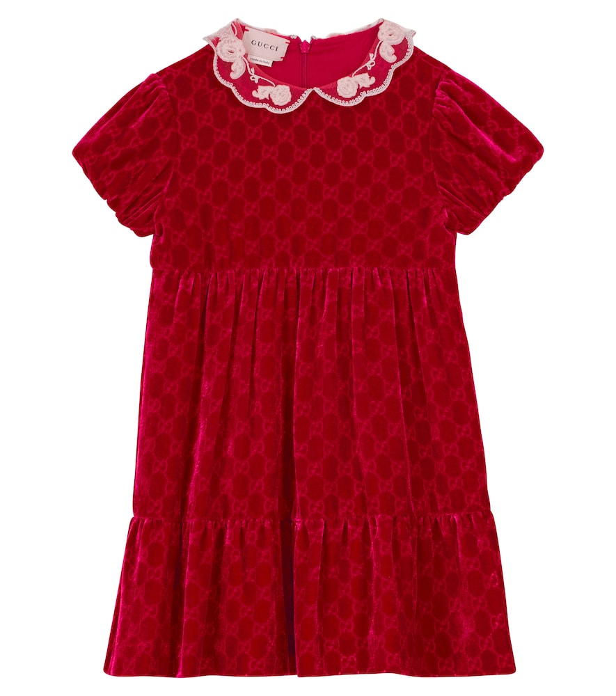 strapless open back dress Gucci Long red dress with flower embroidery main image 1