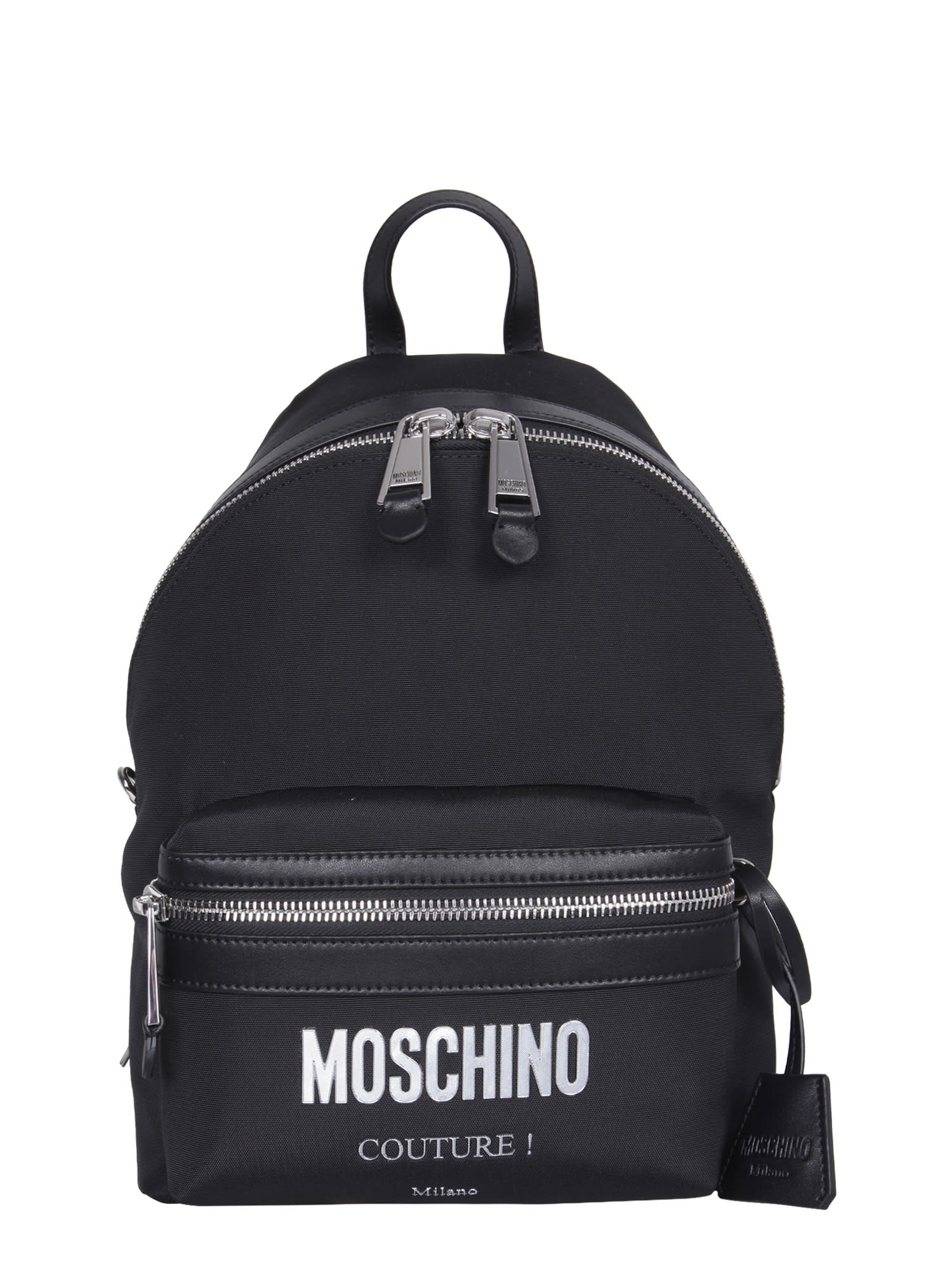Moschino Backpack With Laminated Logo - Nero | Editorialist