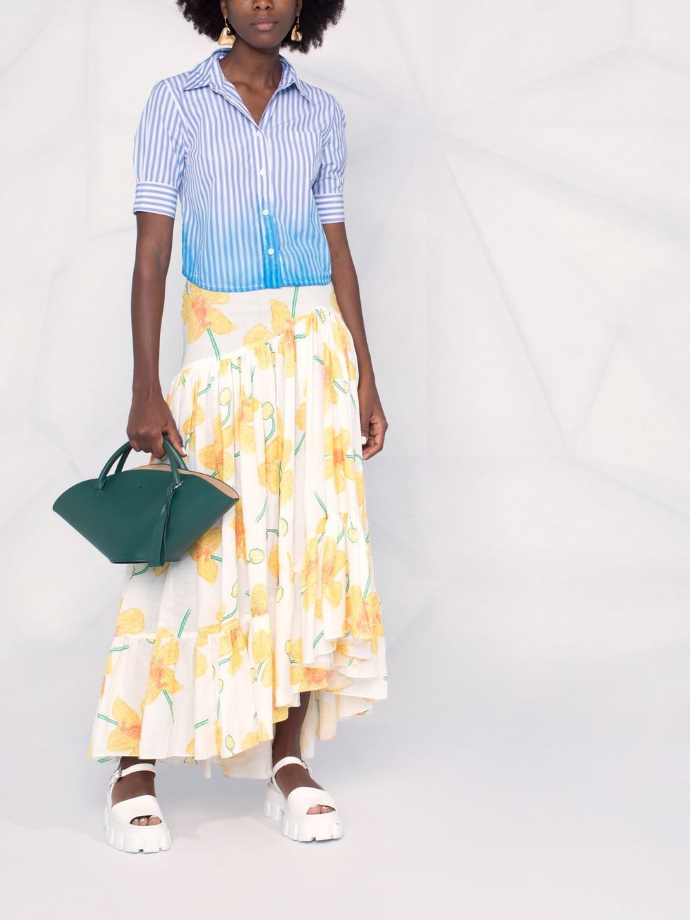 MARNI Marni Poppy Print Ruffled Midi Skirt