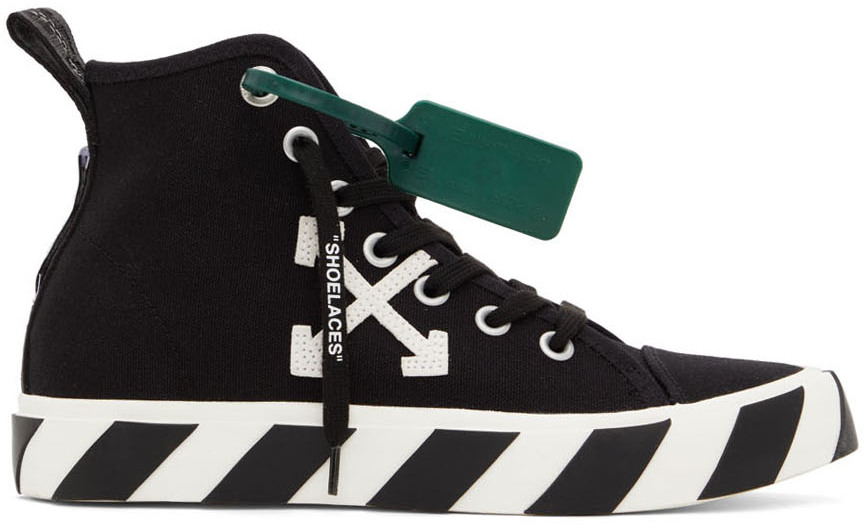 Buy Off-White Mid-top Logo Sneakers - White Black At 40% Off | Editorialist