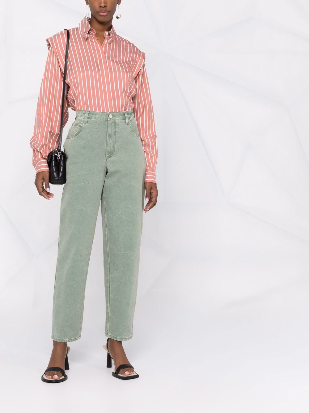 ALBERTA FERRETTI Alberta Ferretti Light Green Cotton High-Waisted Tapered Jeans