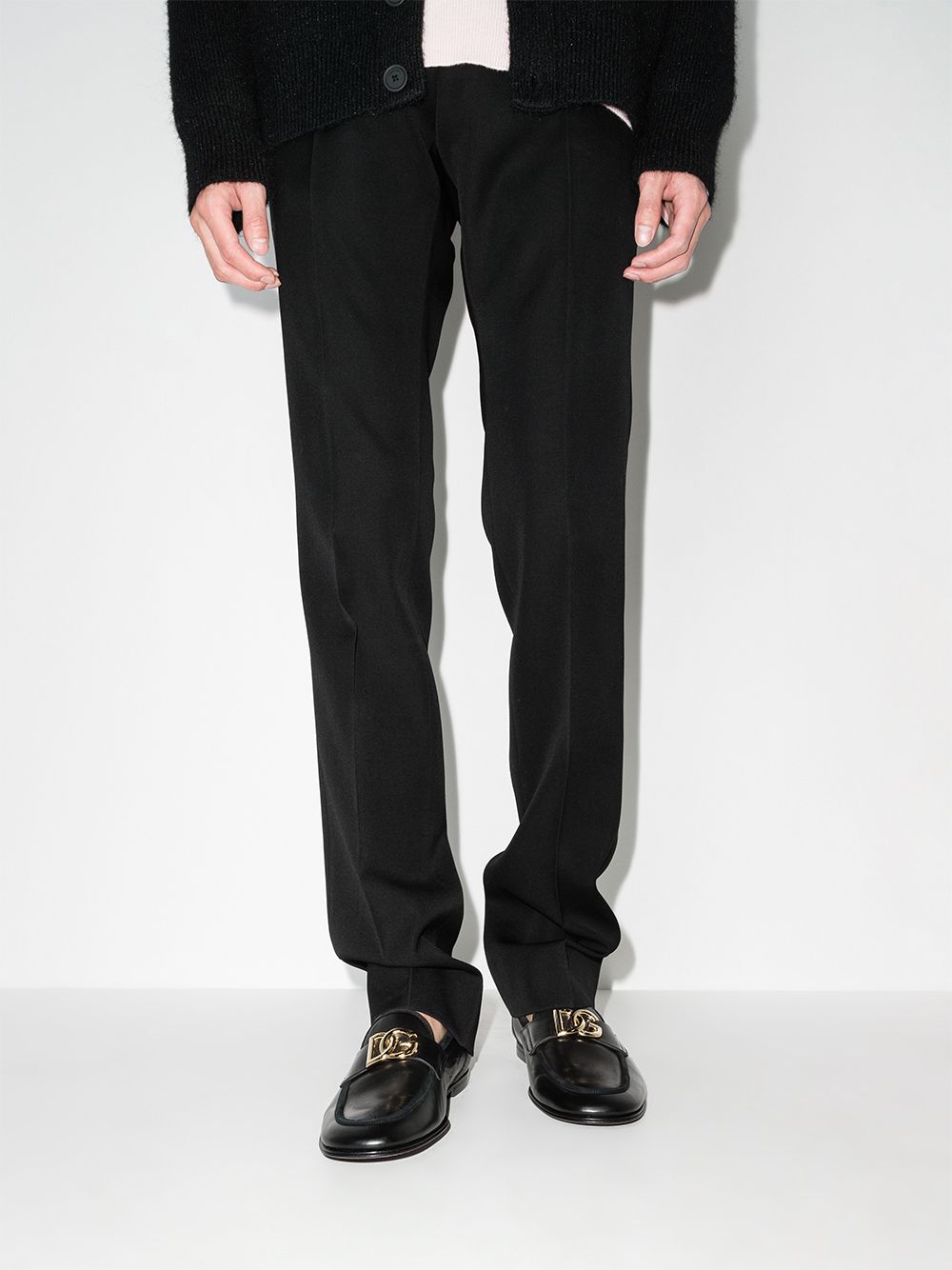 DOLCE & GABBANA Dolce & Gabbana Calfskin DG Logo Slippers