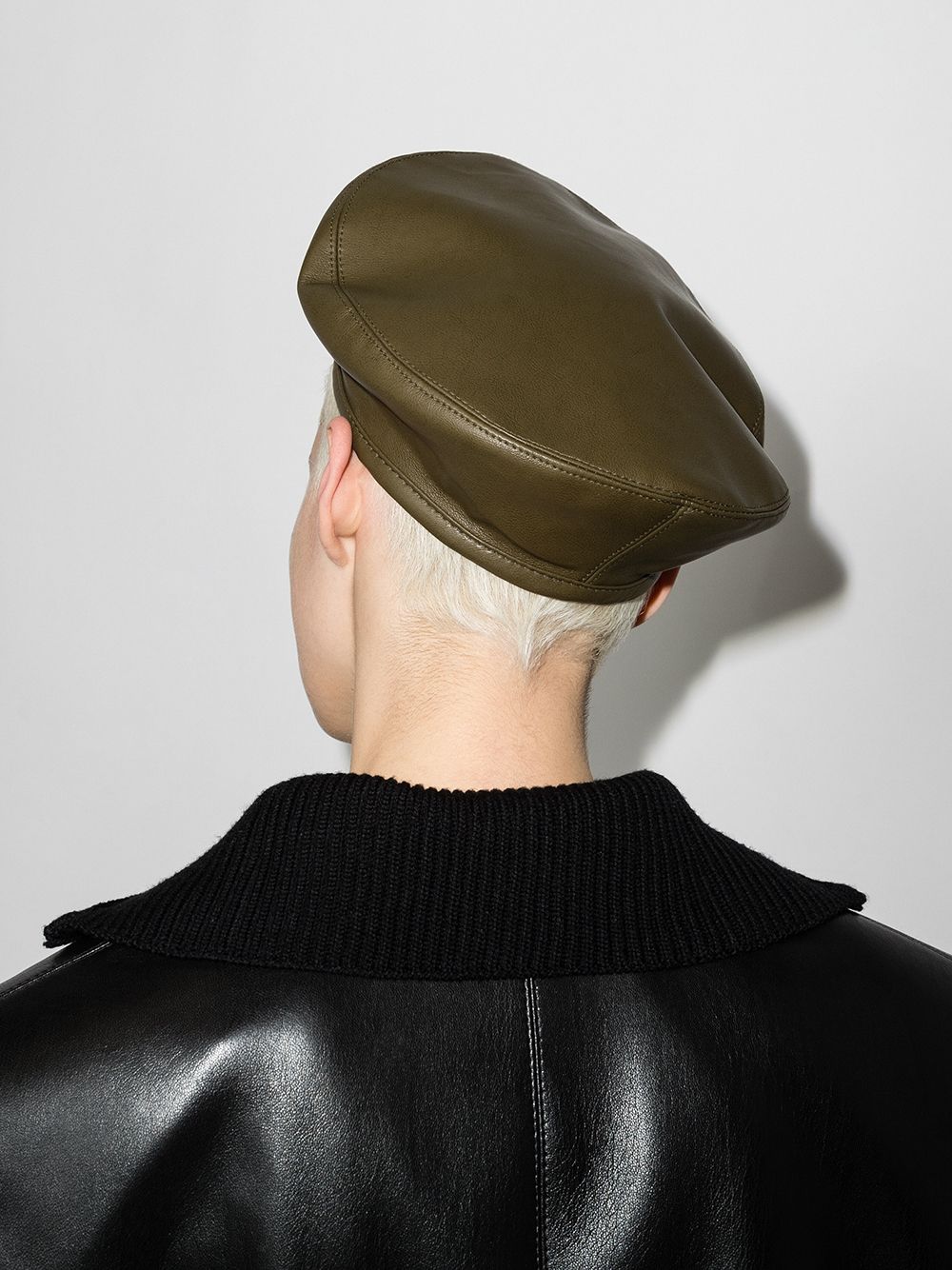 Stand Studio Freida Tan Faux Leather Beret Hat Stand Studio Freida Faux-Leather Beret Hat In Green - 50  main image 4