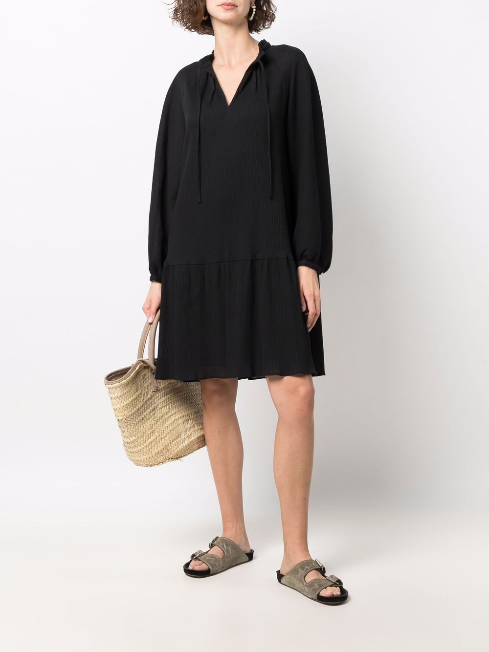 A.P.C. Gathered Tie-Fastening Short Dress