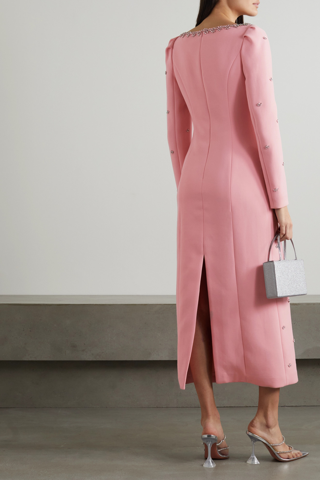 Huishan Zhang Nico Crystal-Embellished Crepe Midi Dress In Pink - 60% Off |  Editorialist