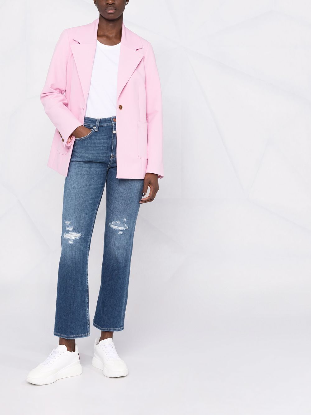 CLOSED Distressed Straight-Leg Tapered Jeans