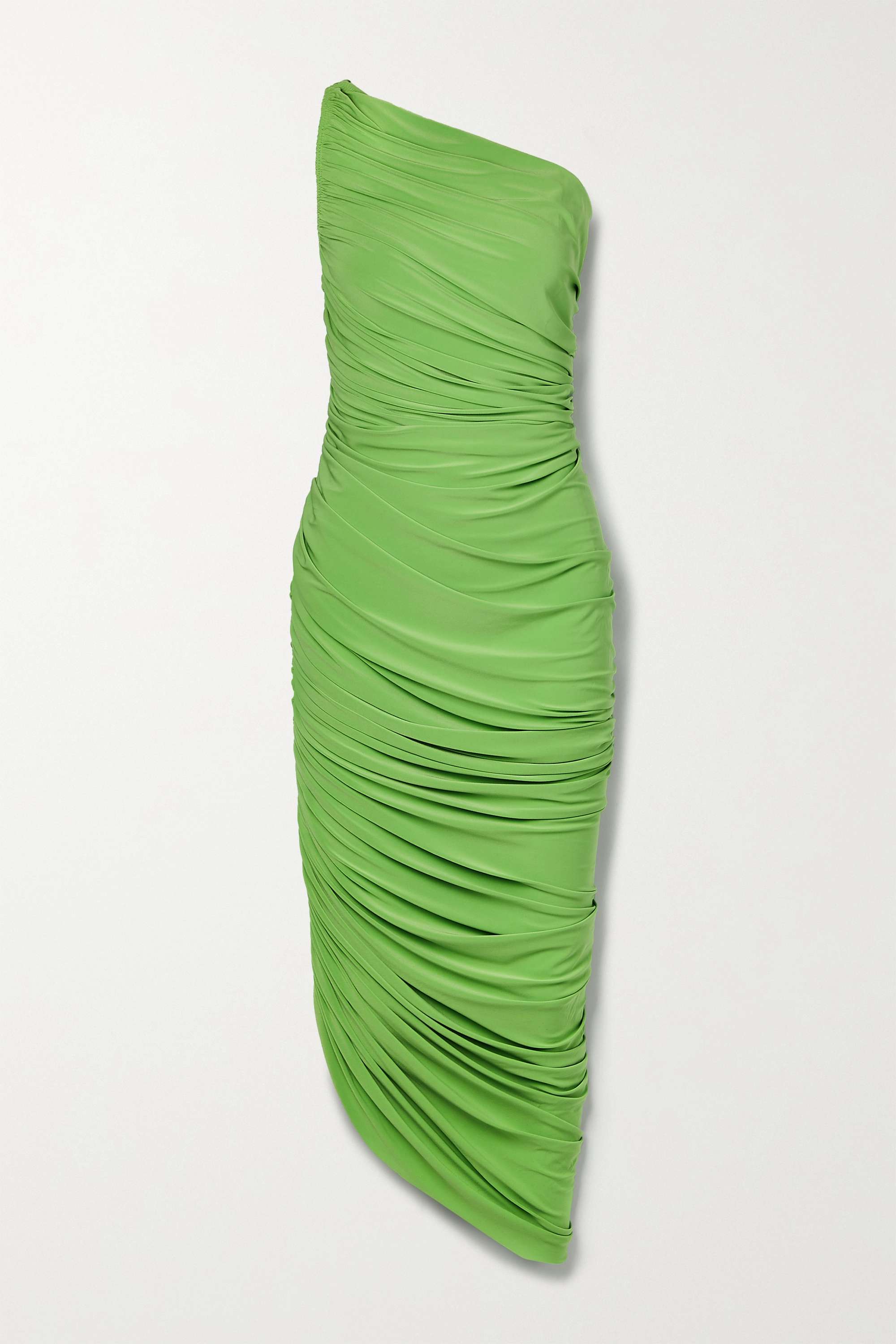 norma kamali diana one-shoulder ruched stretch-jersey dress Norma Kamali - Pickleball Diana one-shoulder ruched stretch-jersey mini  dress