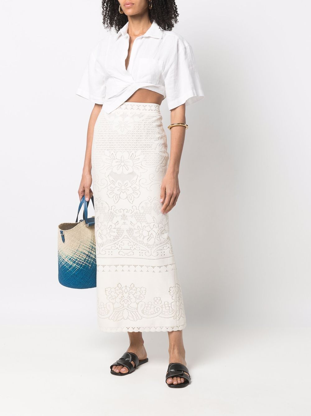 VALENTINO High-Waisted Lace Skirt