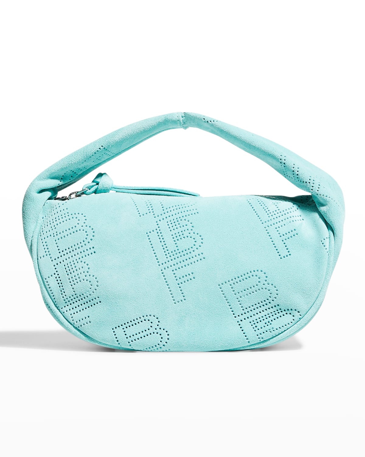 By Far Baby Crush Perforated Shoulder Bag In Aqua - 69% Off 