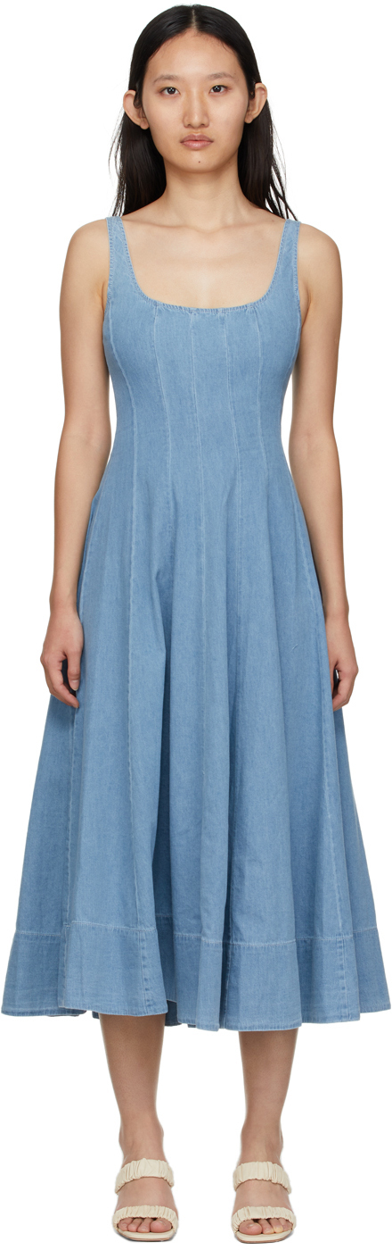 staud denim dress Wells With Square Neck And Flared Hem In Brown - 26% Off Christmas dresses Size:US26W Beading Elegant A Line Bateau 1% spandex Machine wash