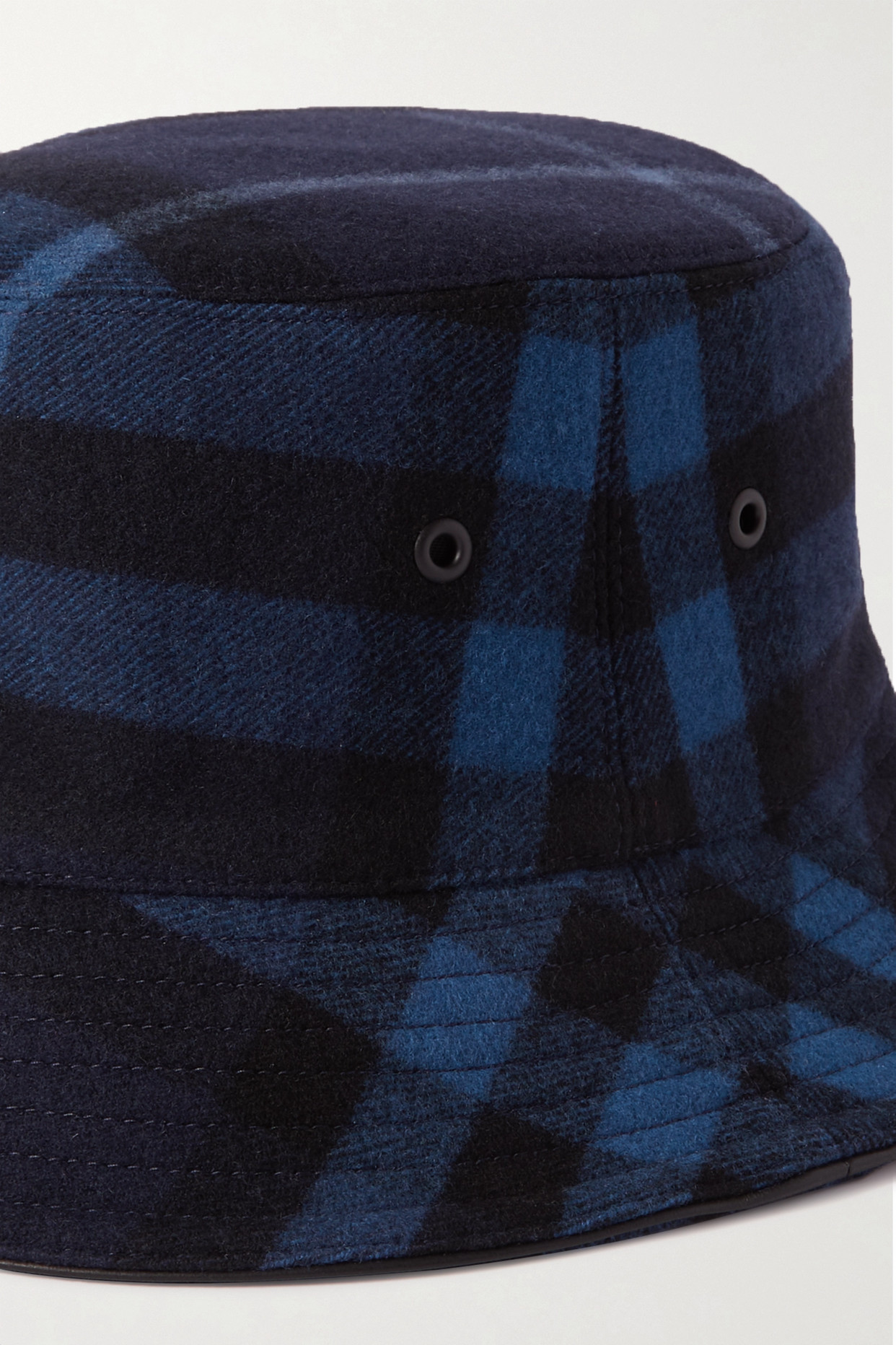 Burberry Leather-Trimmed Checked Wool And Cashmere-Blend  display picture 2
