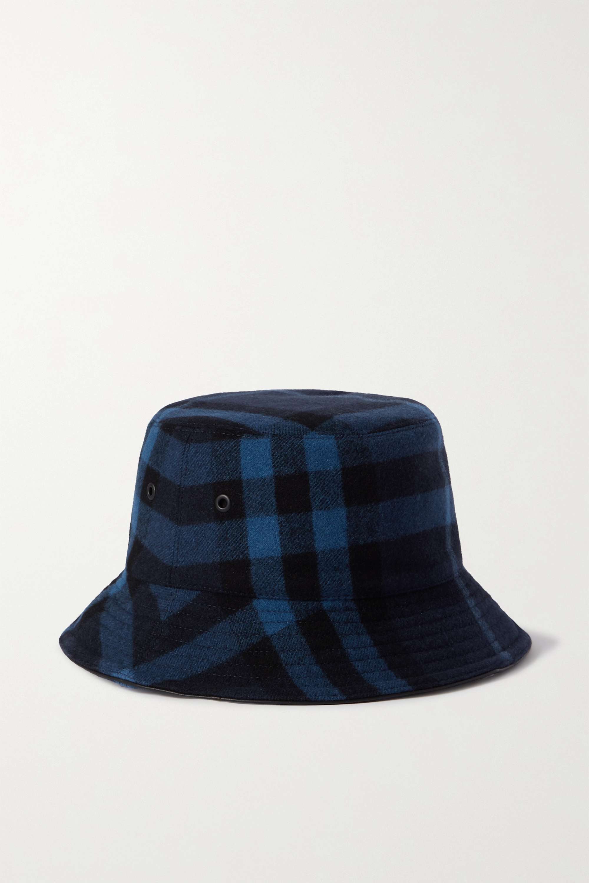 Burberry Leather-Trimmed Checked Wool And Cashmere-Blend  display picture 1
