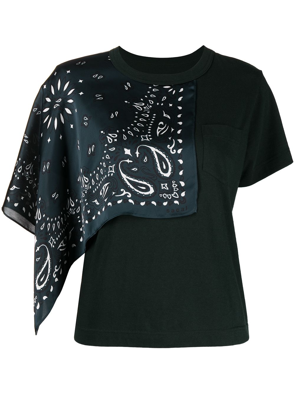 Sacai Bandana-Detail Cotton T-Shirt - Green | Editorialist