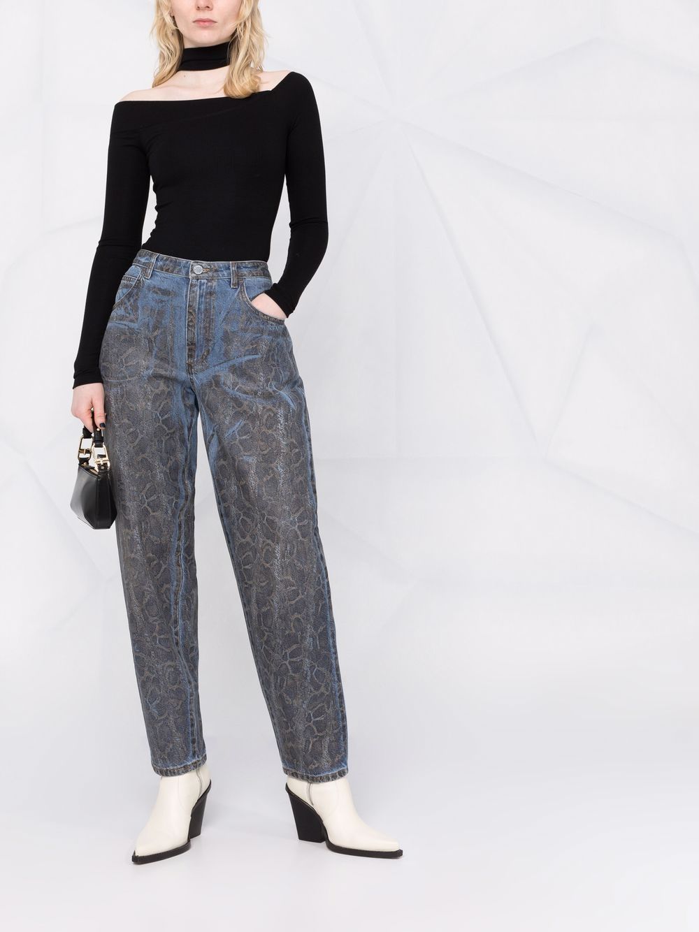 ALBERTA FERRETTI Alberta Ferretti Snake-Print High-Waisted Straight-Leg Jeans