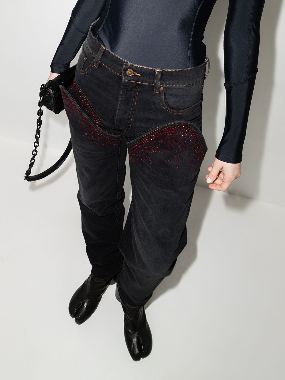 Y/Project Rhinestone-Embellished Cut-Out Jeans In Grey - 44% Off 