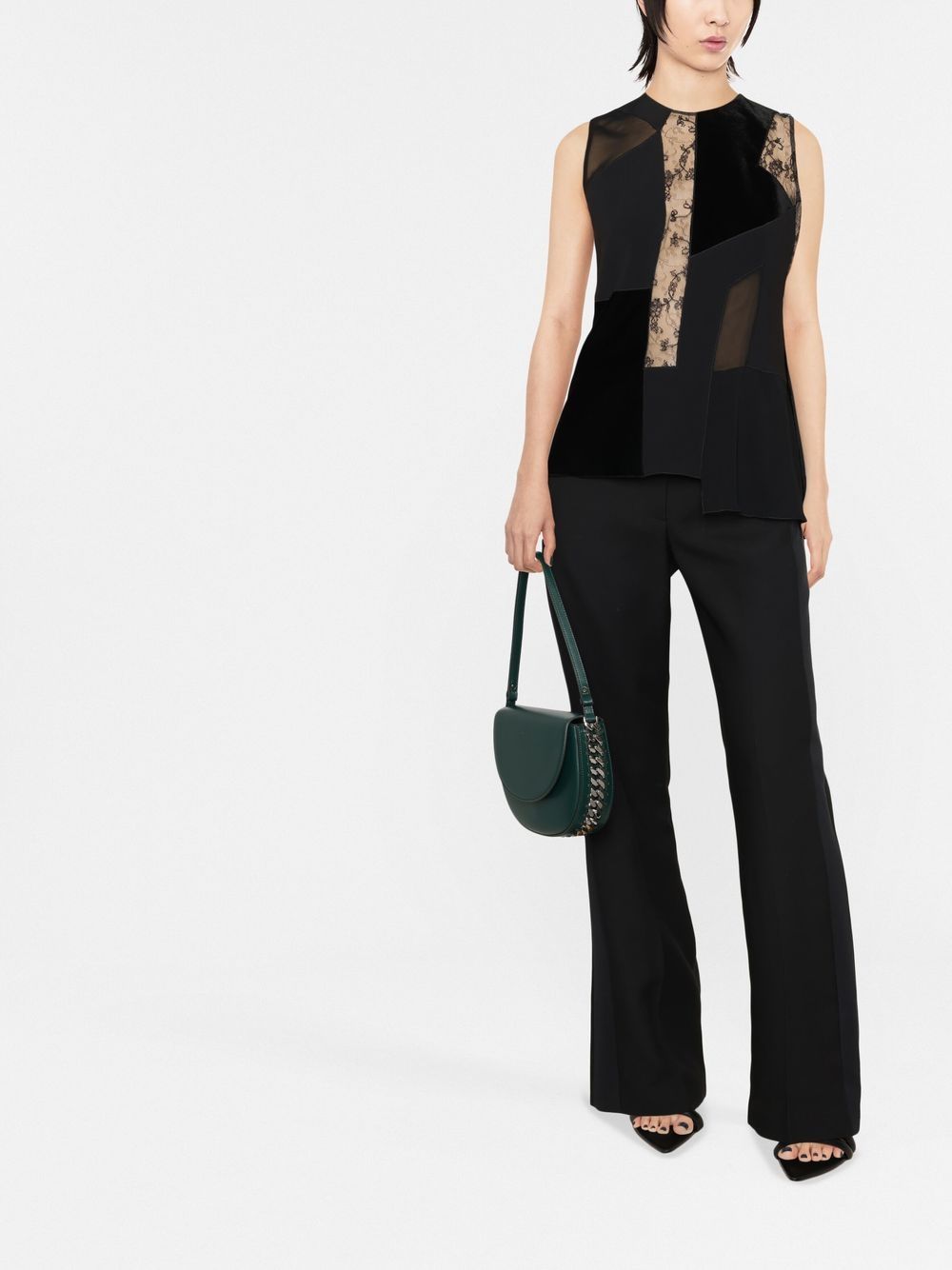 STELLA MCCARTNEY Stella McCartney Patchwork Lace-Detail Velvet Top